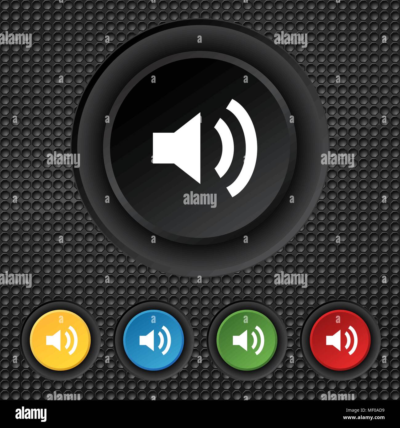 Speaker volume sign icon. Sound symbol. Set colourful buttons. Vector ...