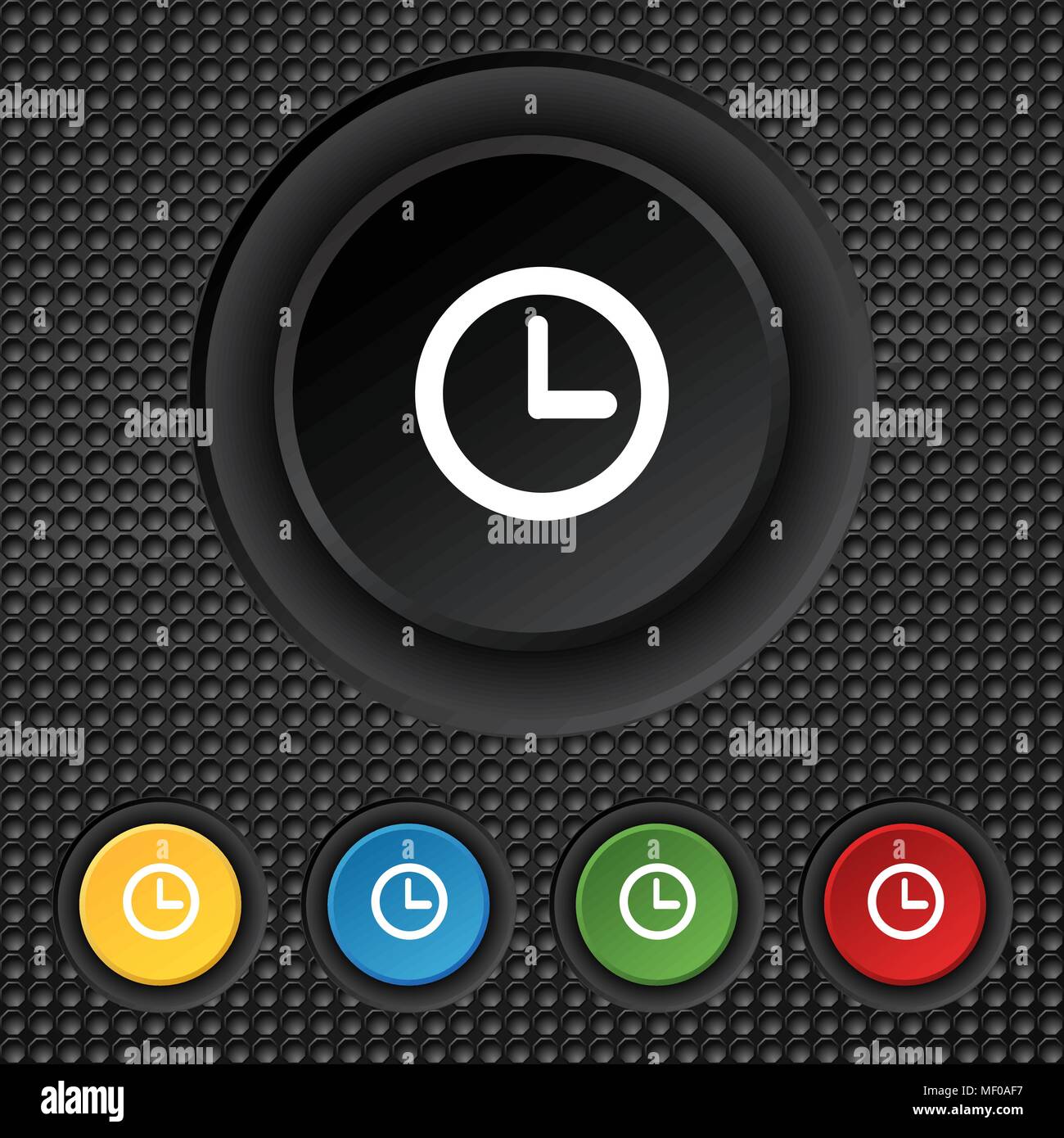 Clock sign icon. Mechanical clock symbol. Set colourful buttons. Vector ...
