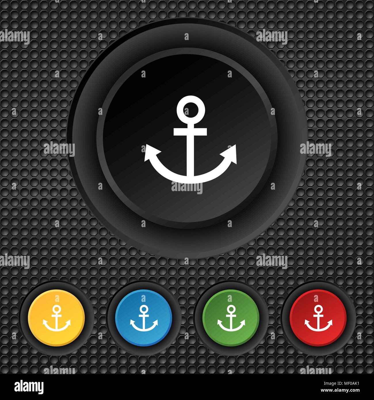 Anchor icon. Set colourful buttons sign. Vector illustration Stock ...