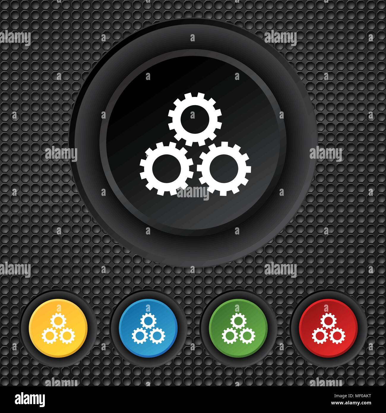 Cog settings sign icon. Cogwheel gear mechanism symbol. Set colourful ...