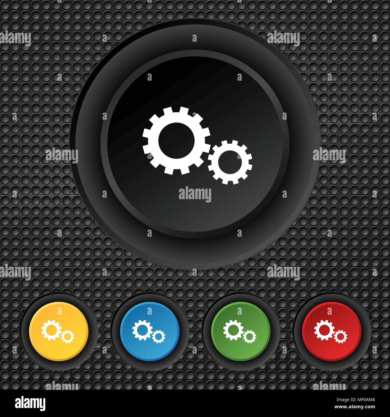 Cog settings sign icon. Cogwheel gear mechanism symbol. Set colourful ...