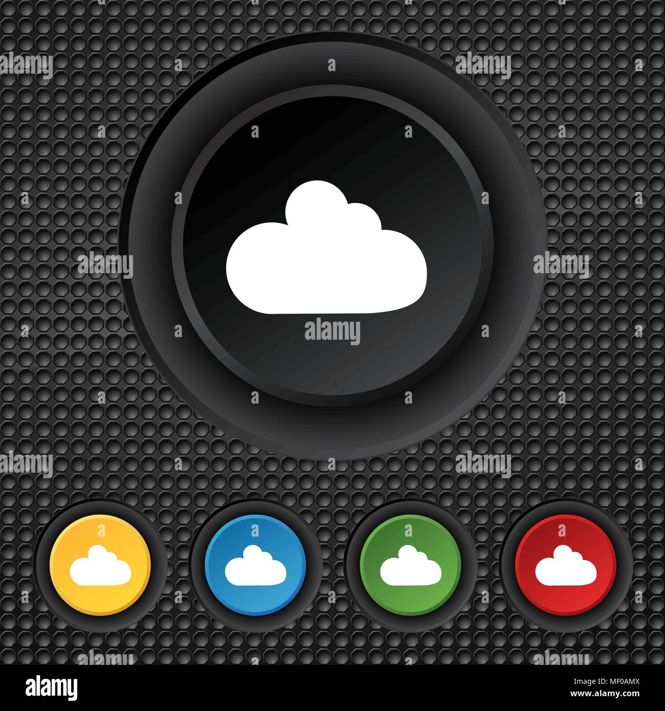 Cloud sign icon. Data storage symbol. Set colourful buttons. Vector ...