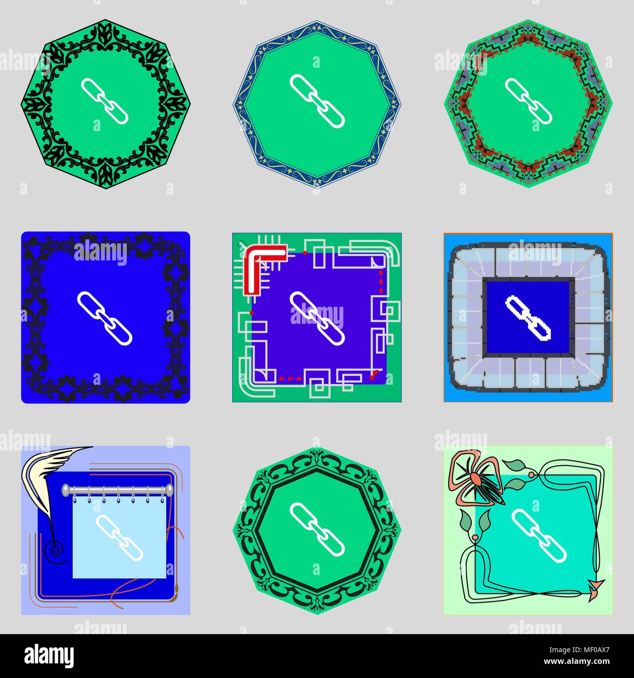 Link sign icon. Hyperlink chain symbol. Set colourful buttons. Vector ...