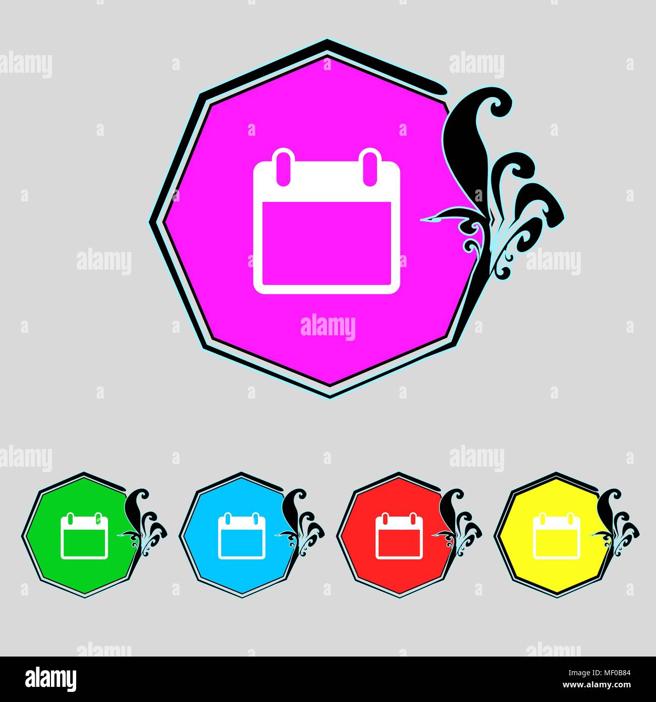 Calendar sign icon. days month symbol. Date button. Set colourful ...