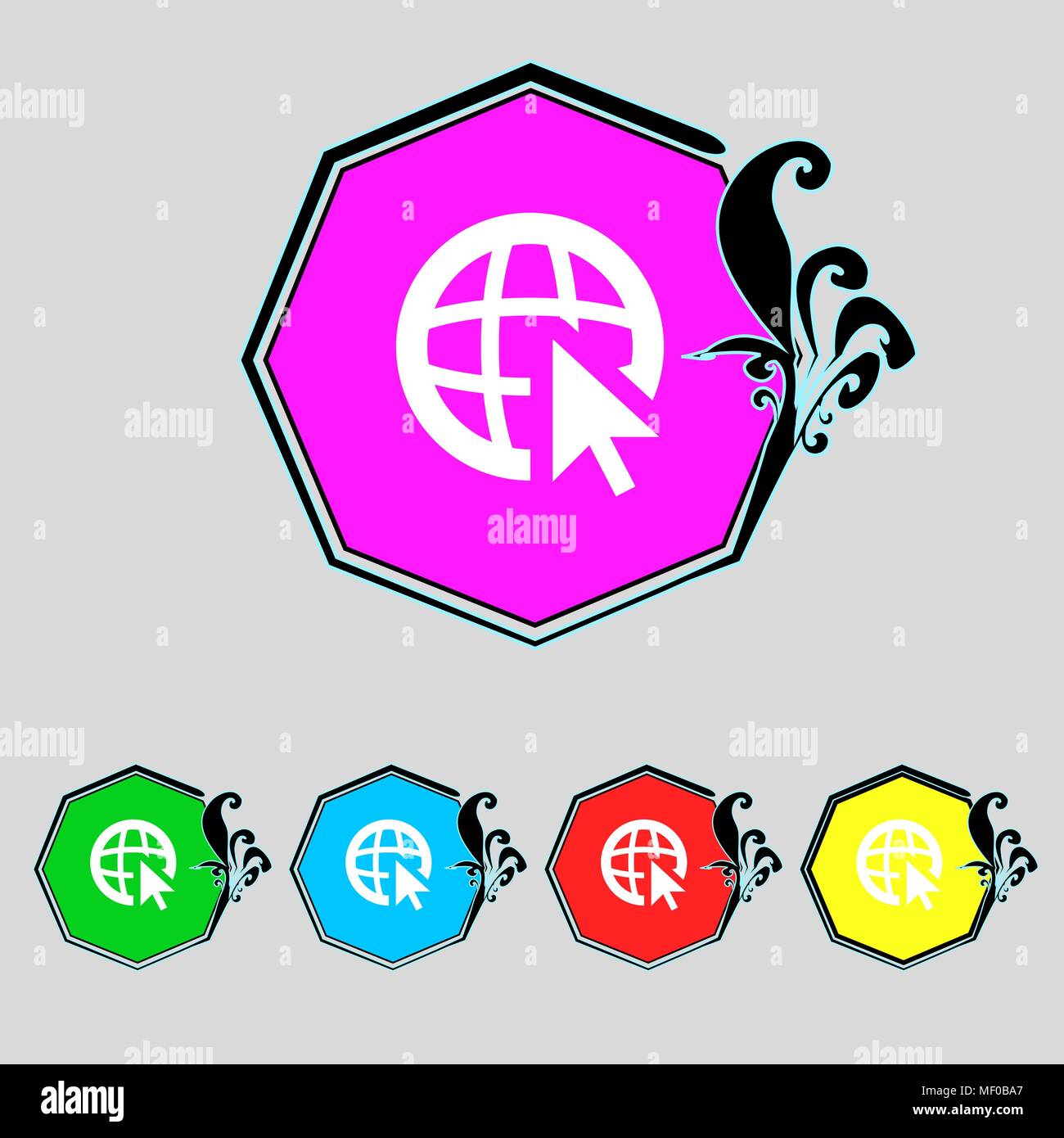 Internet sign icon. World wide web symbol. Cursor pointer. Set ...