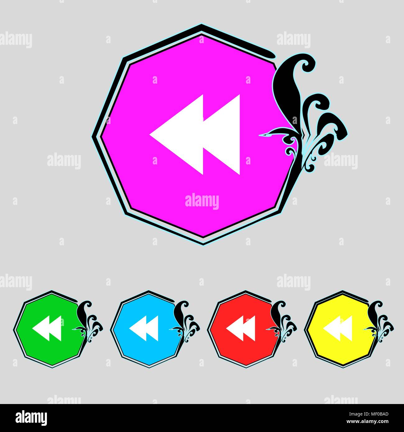 multimedia sign icon. Player navigation symbol. Set colour buttons ...