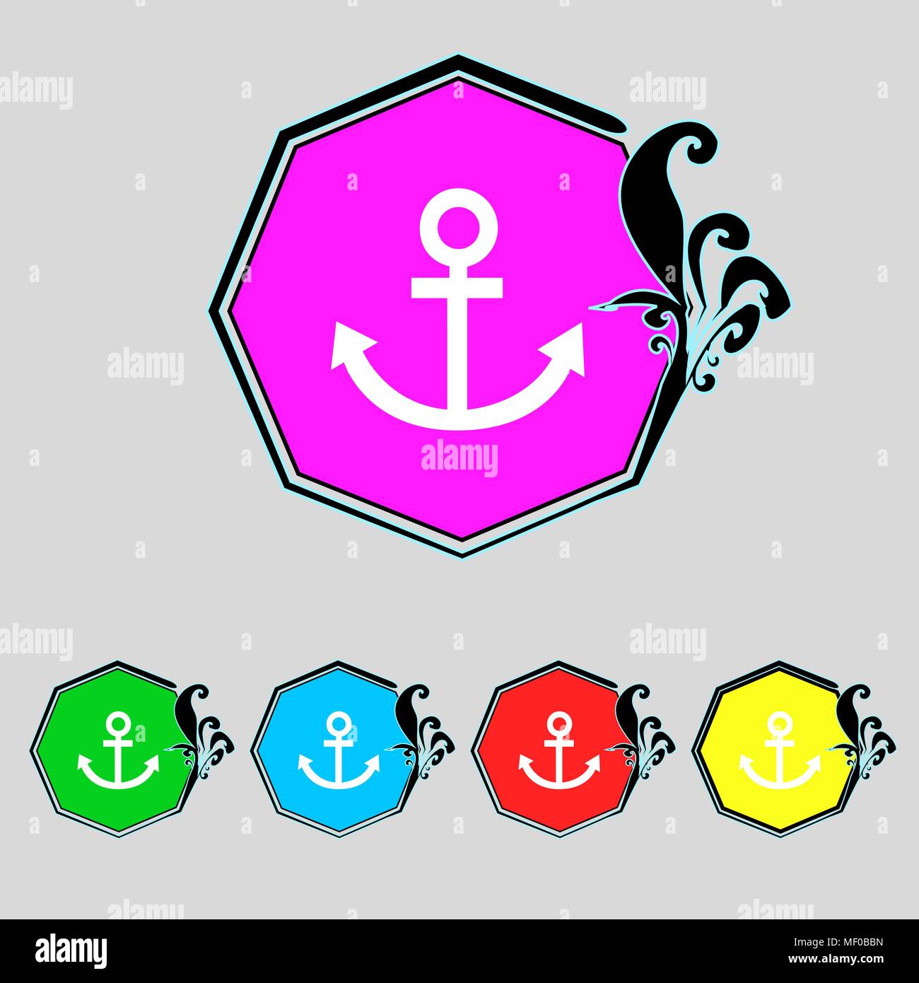 Anchor icon. Set colourful buttons sign. Vector illustration Stock ...