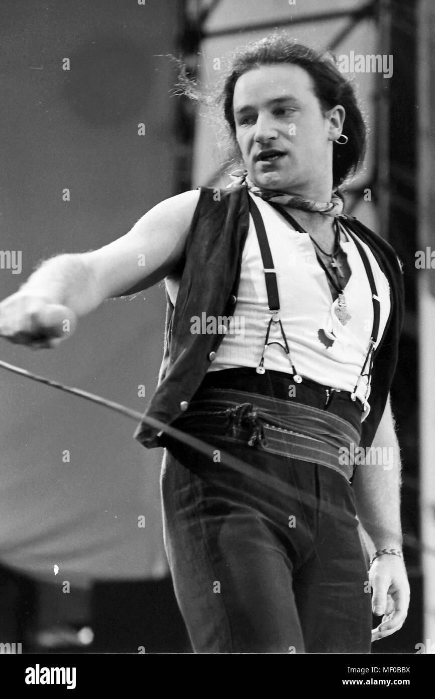 U2 in concert in 1990/credit Simon Dewhurst for Hickes Stock Photo - Alamy