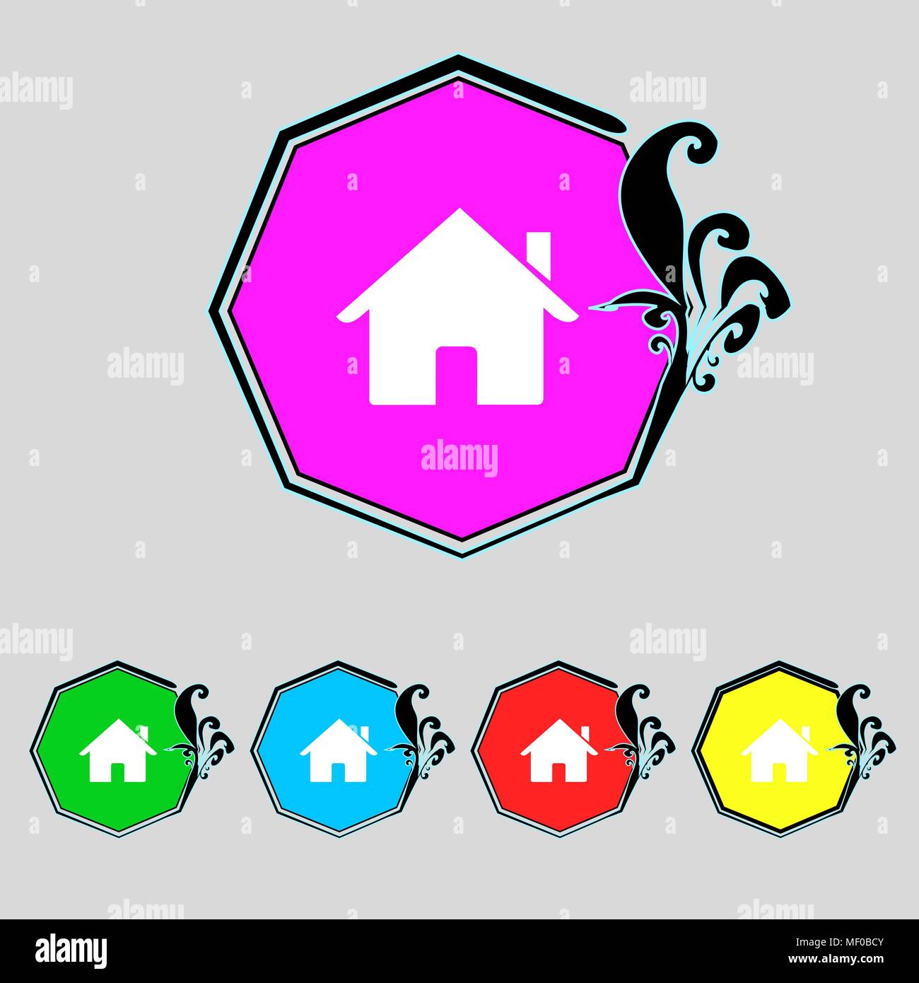 Home sign icon. Main page button. Navigation symbol. Set colur buttons ...