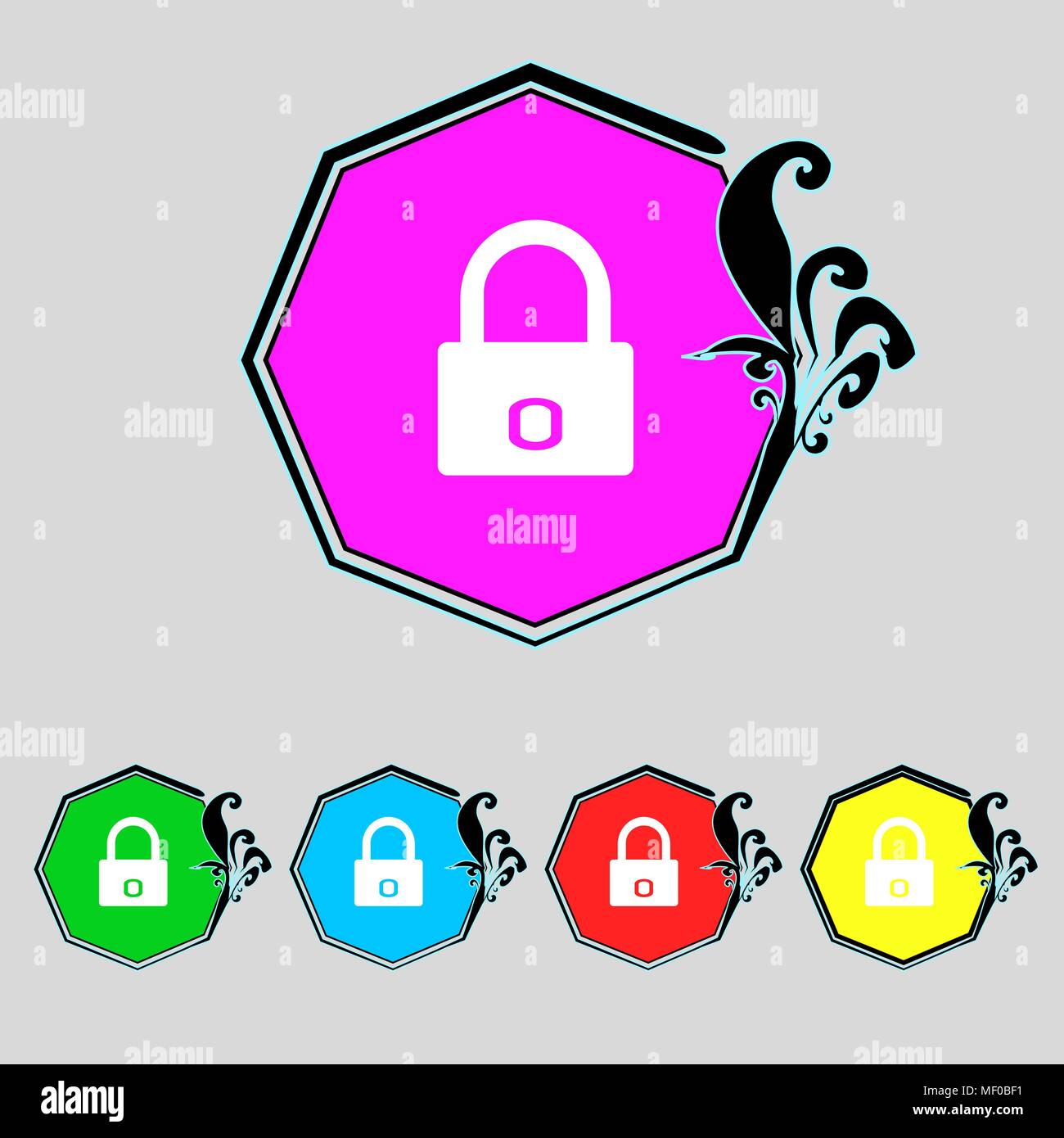 Lock sign icon. Locker symbol. Set colur buttons. Vector illustration ...