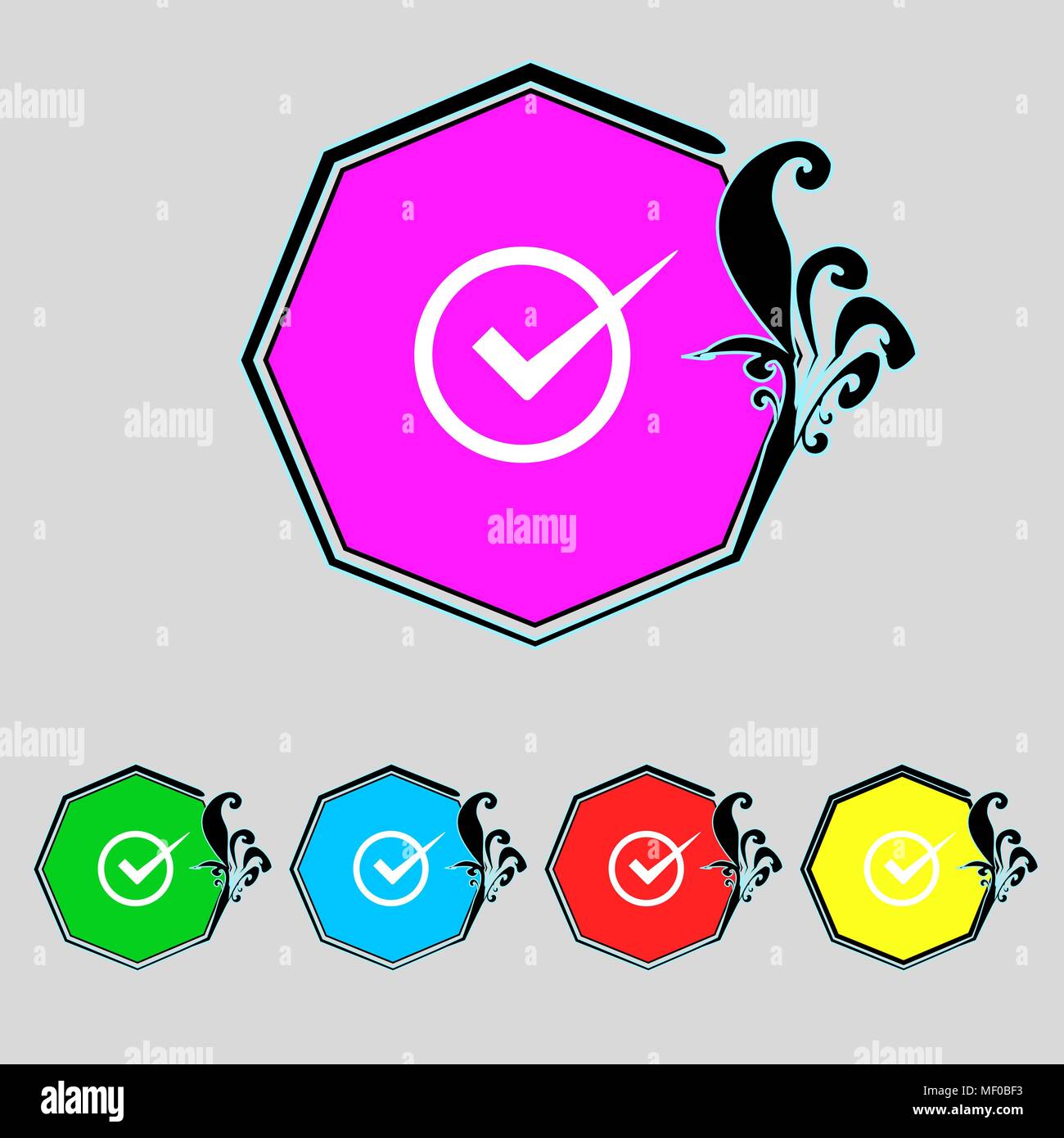 Check Mark Sign Icon Checkbox Button Set Colur Buttons Vector Illustration Stock Vector Image