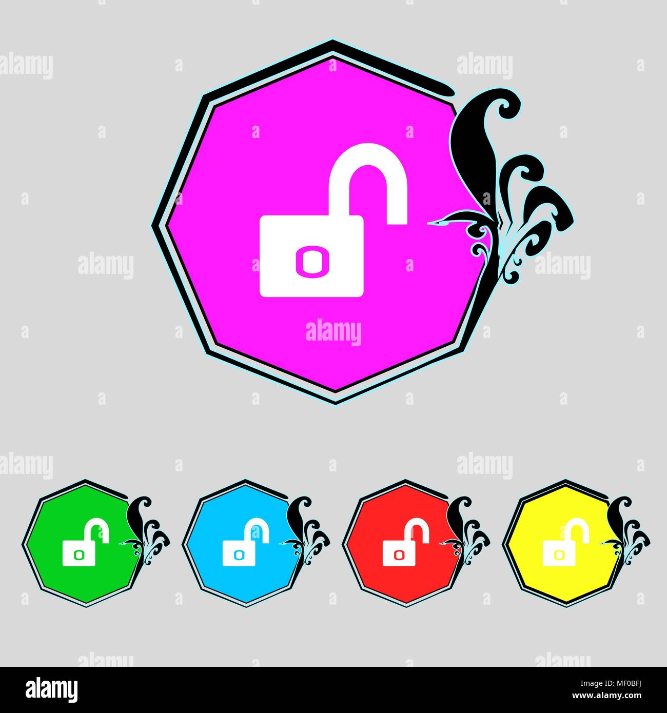 Lock sign icon. Locker symbol. Set colur buttons. Vector illustration ...