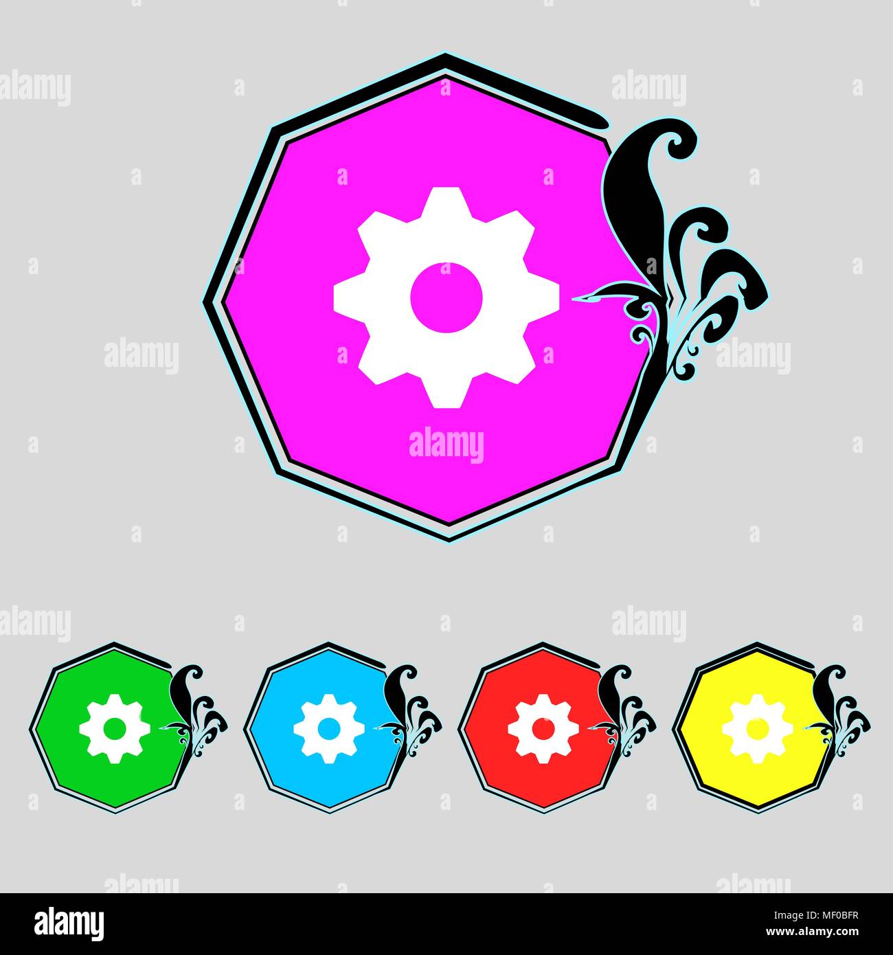Cog settings sign icon. Cogwheel gear mechanism symbol. Set colourful ...