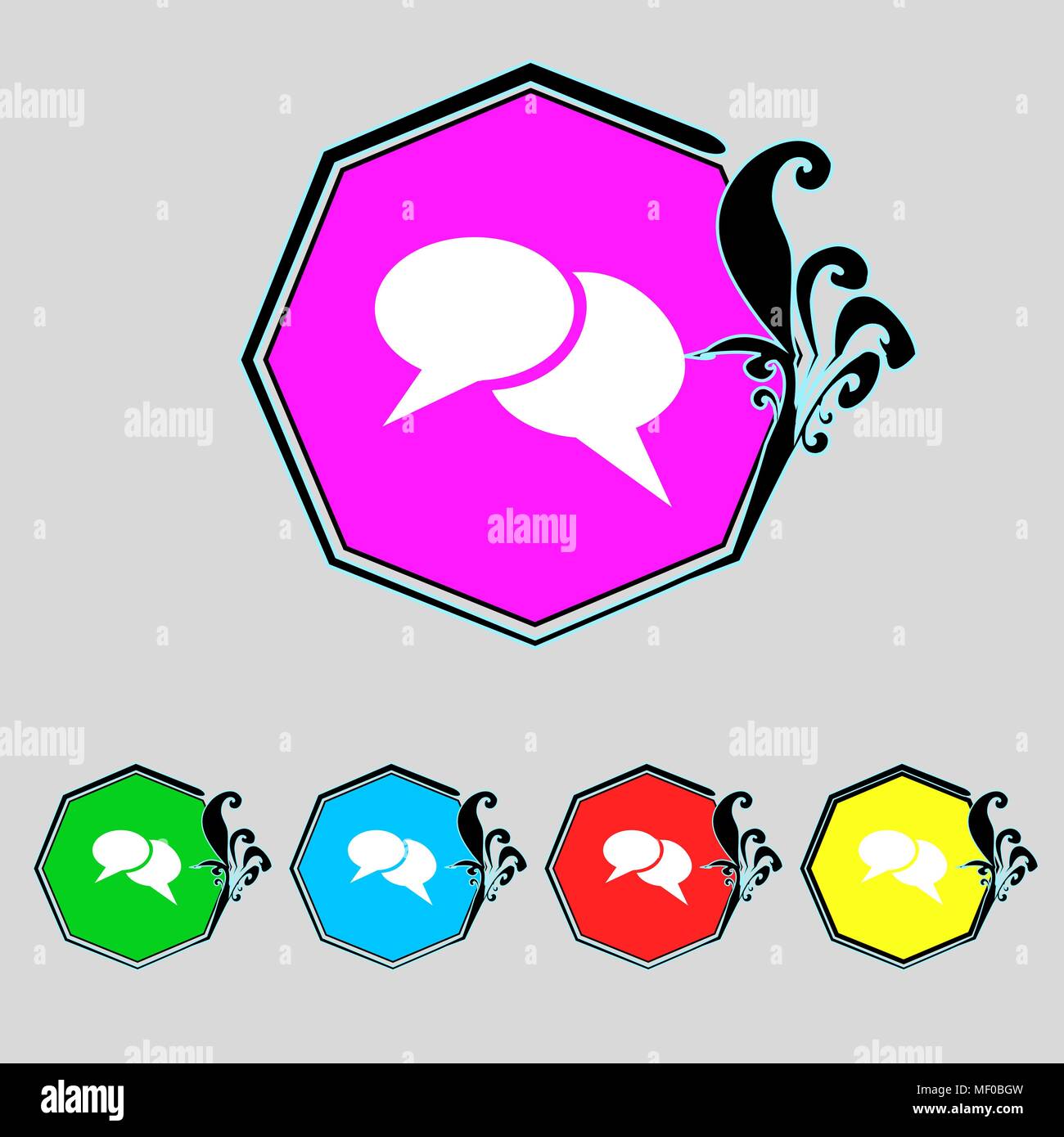 Speech bubble icons. Think cloud symbols. Set colourful buttons. Vector ...