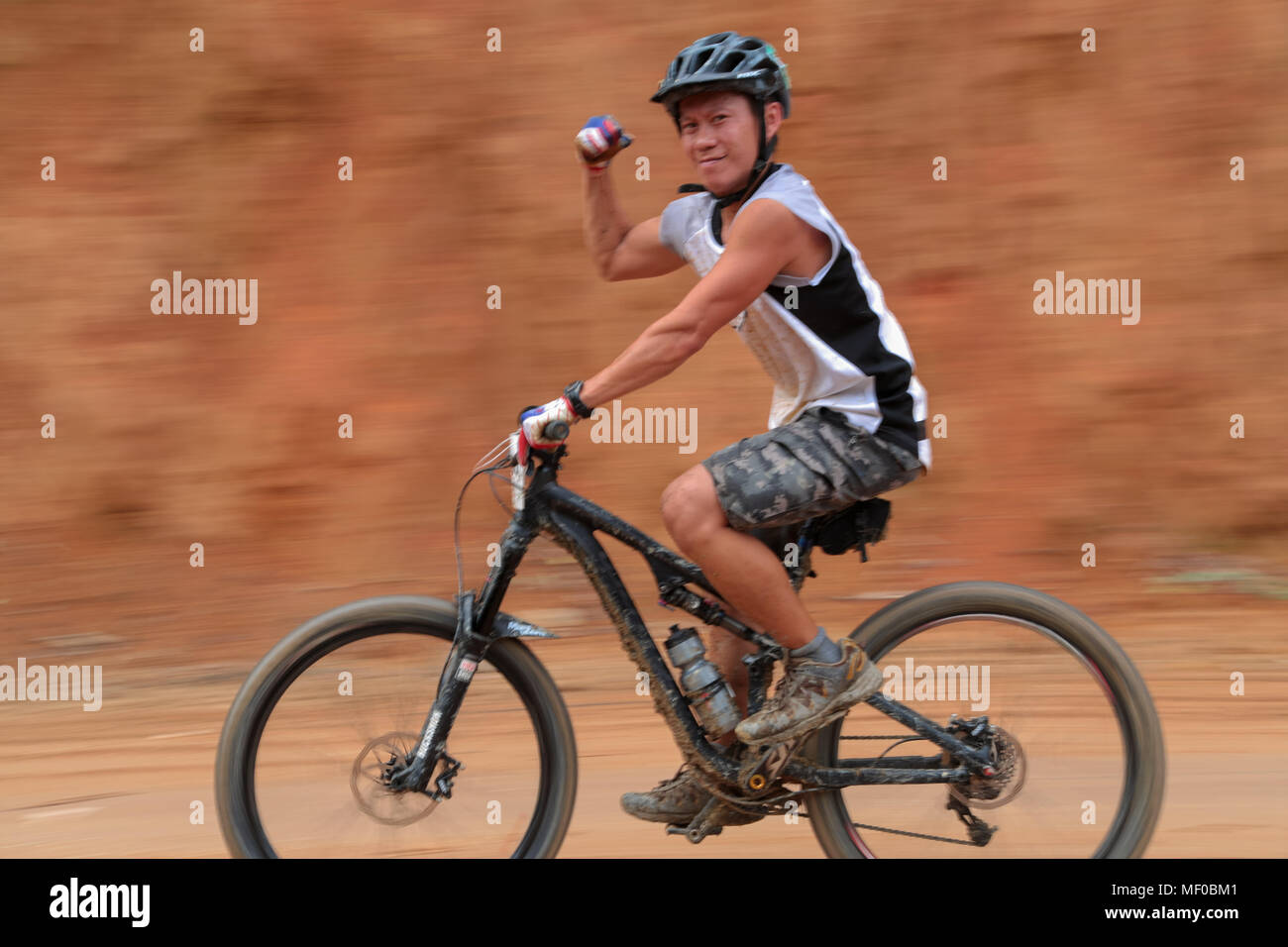 Panning shot of biker against a simple background during PCC ...