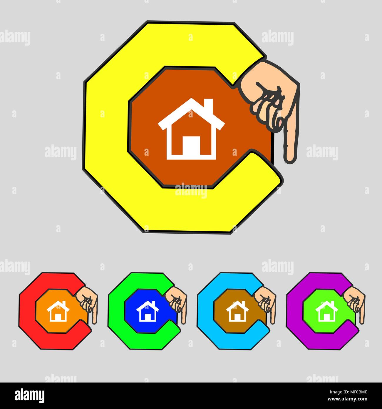 Home sign icon. Main page button. Navigation symbol. Set colourful ...