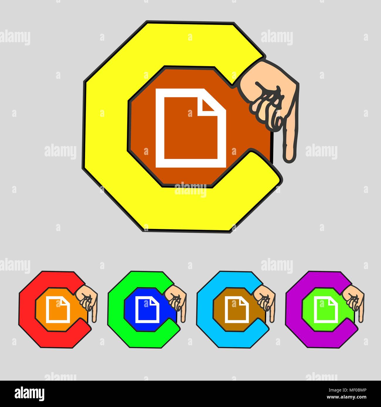 Edit document sign icon. content button. Set colourful buttons Modern ...