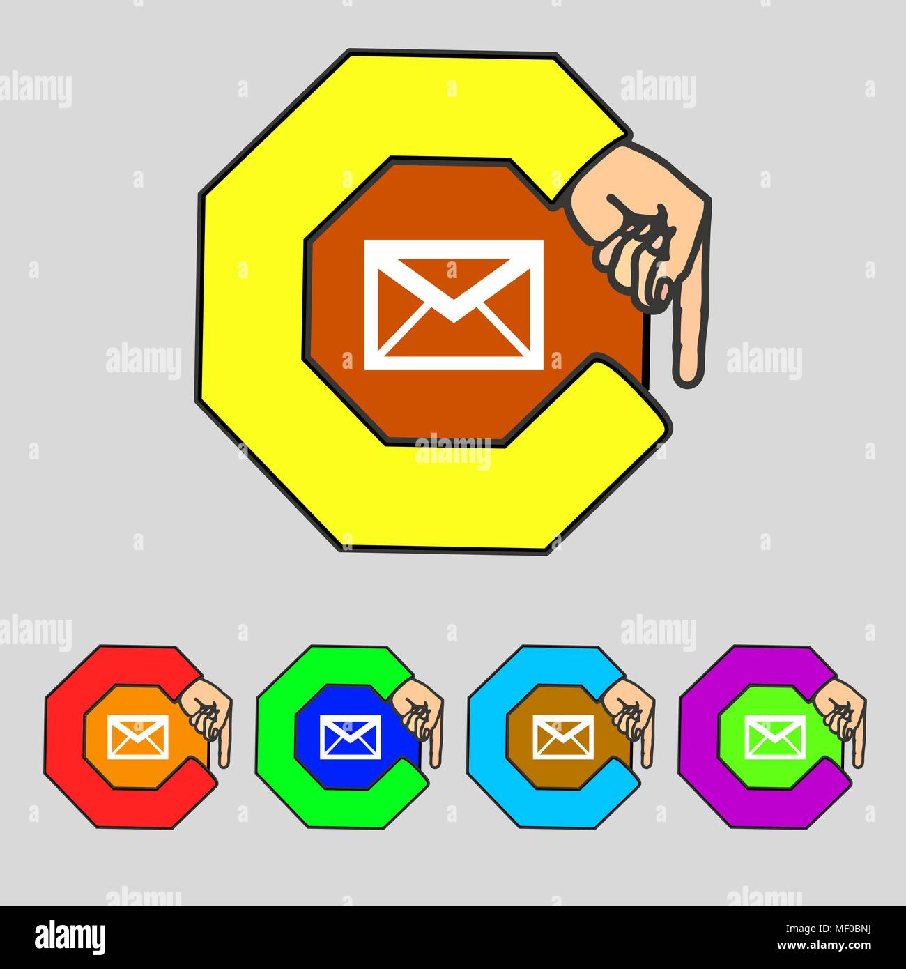 Mail icon. Envelope symbol. Message at sign navigation button Set ...