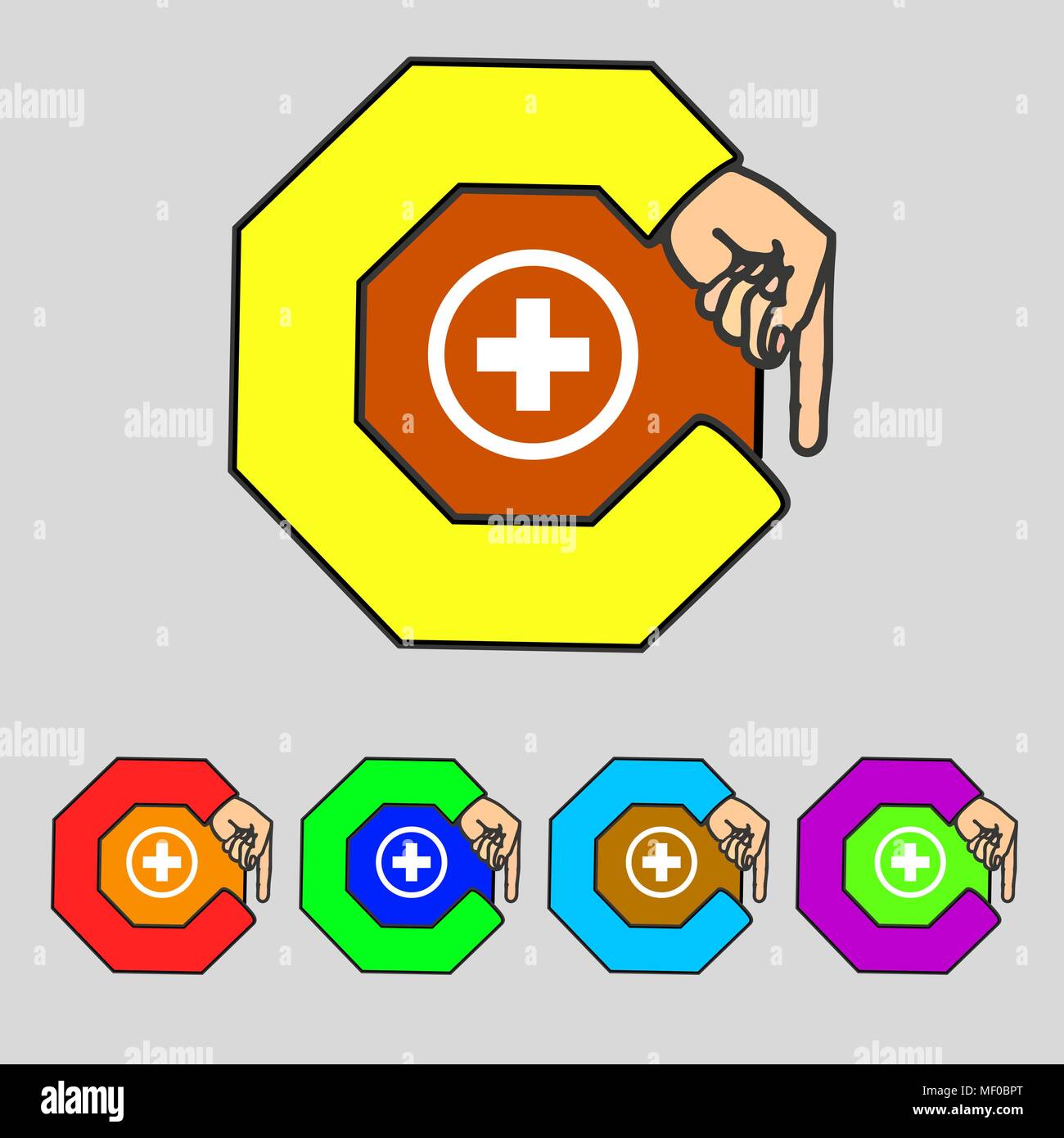 Plus sign icon. Positive symbol. Zoom in. Set colourful buttons Vector ...