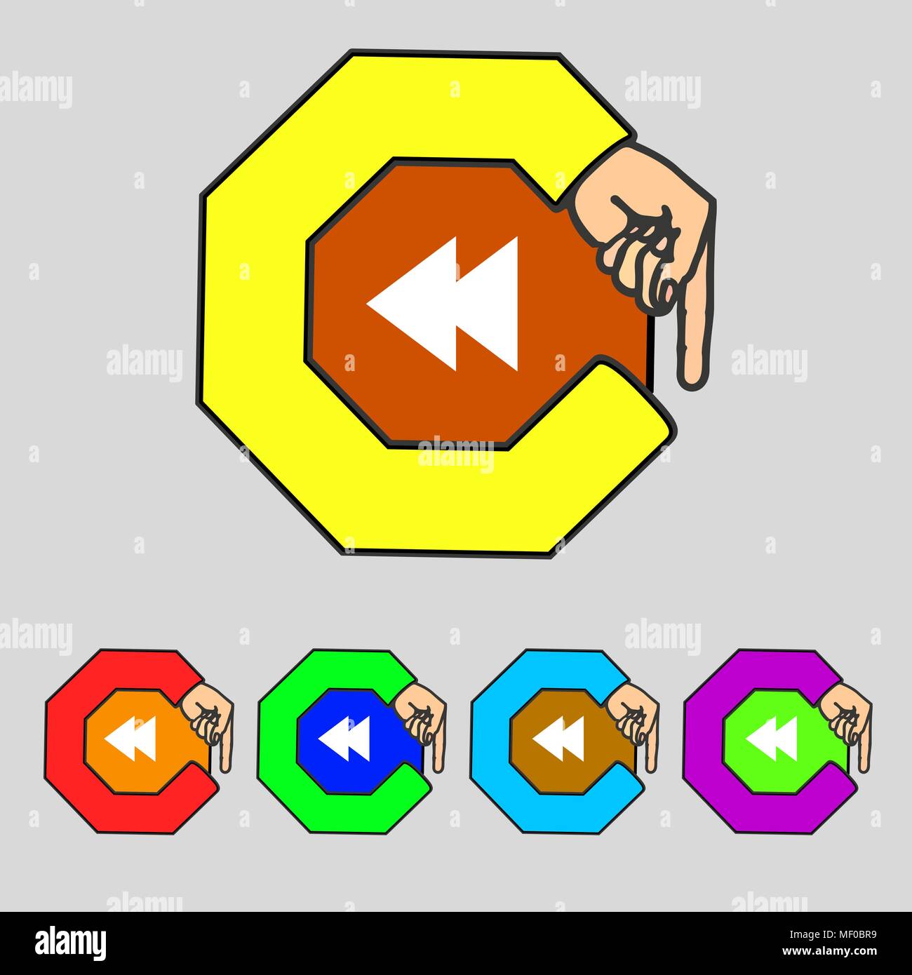 multimedia sign icon. Player navigation symbol. Set colour buttons ...