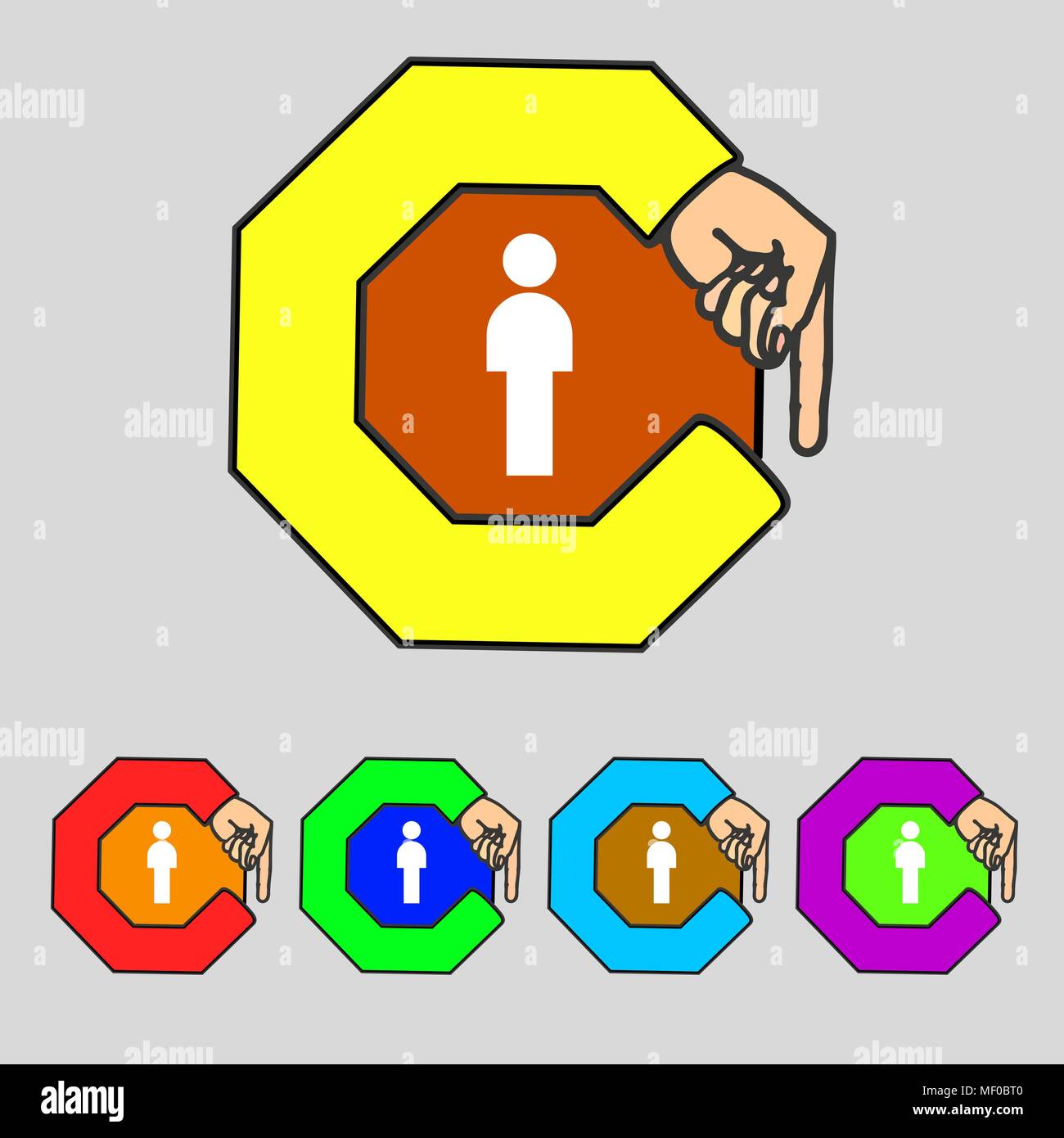 Human sign icon. Man Person symbol. Male toilet. Set colour buttons ...