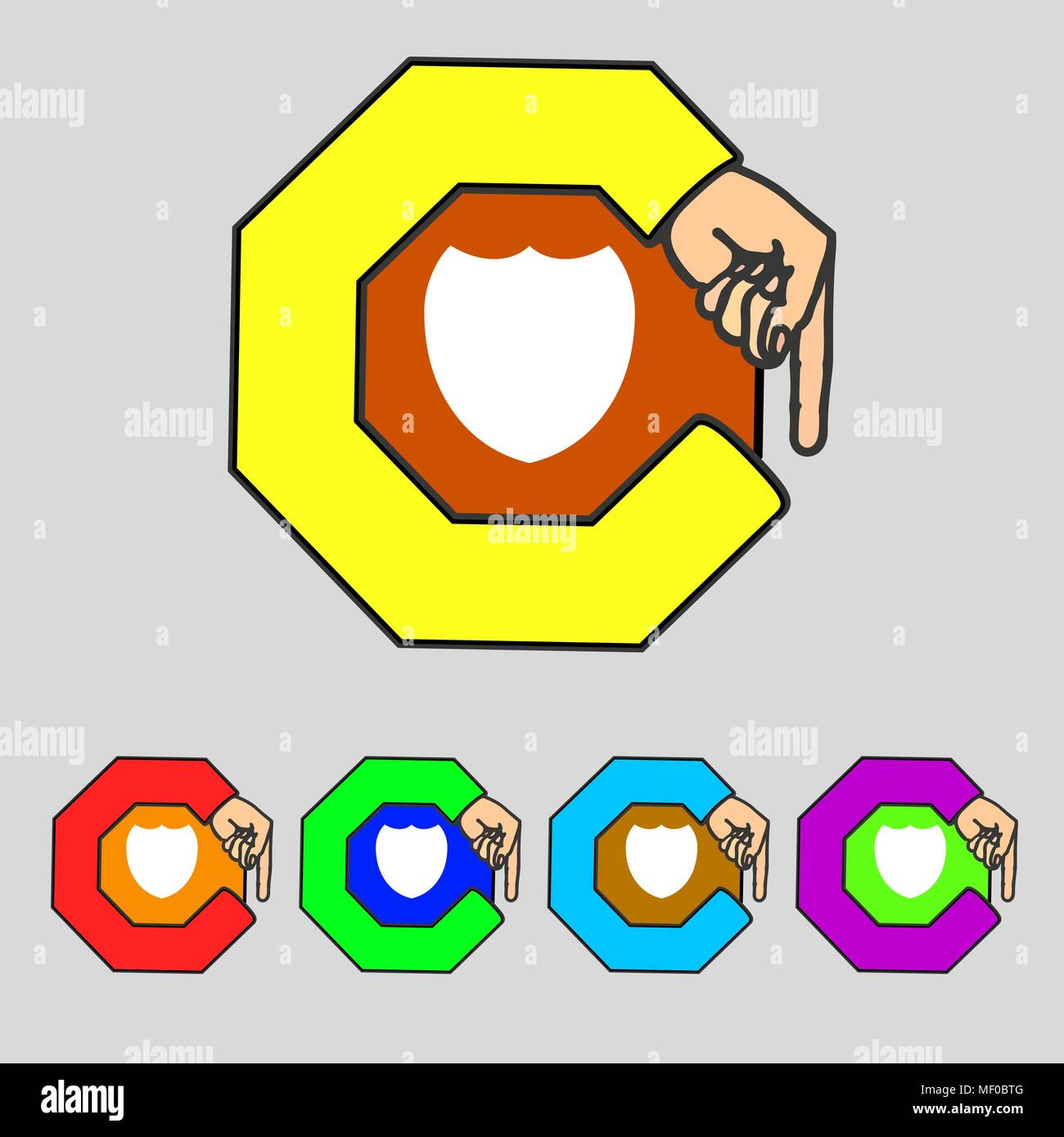 Shield sign icon. Protection symbol. Set colour buttons. Vector ...