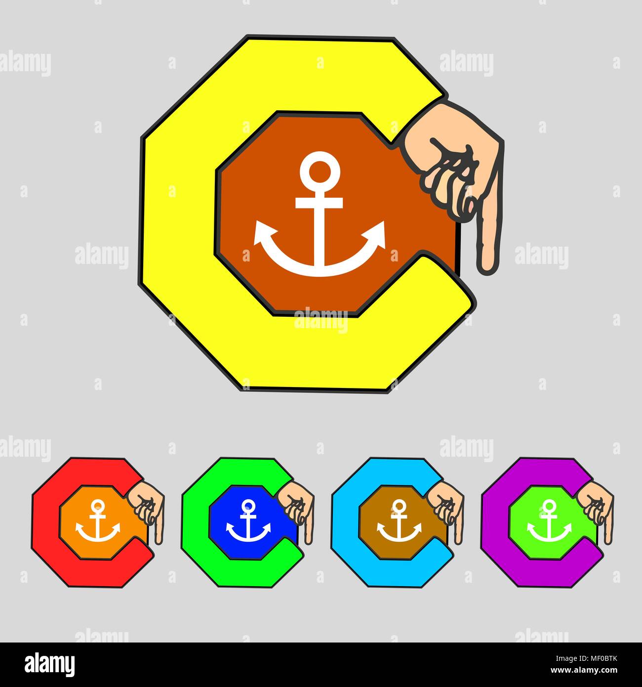 Anchor icon. Set colourful buttons sign. Vector illustration Stock ...