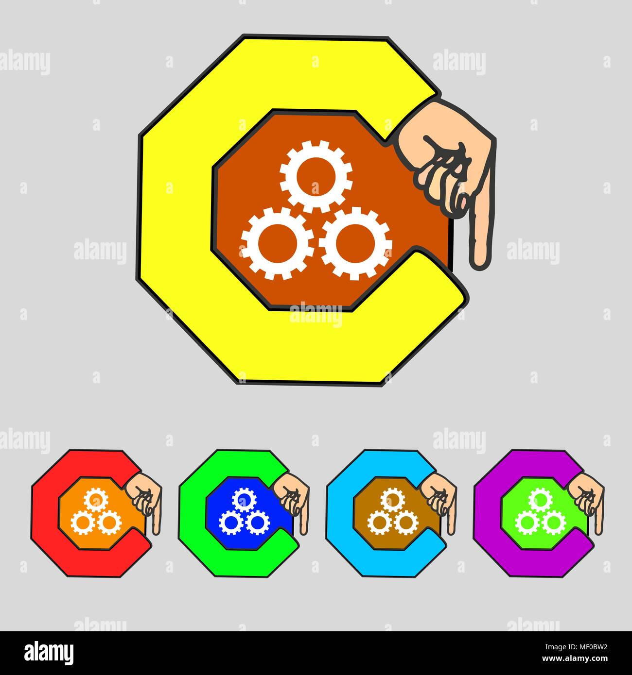 Cog settings sign icon. Cogwheel gear mechanism symbol. Set colourful ...