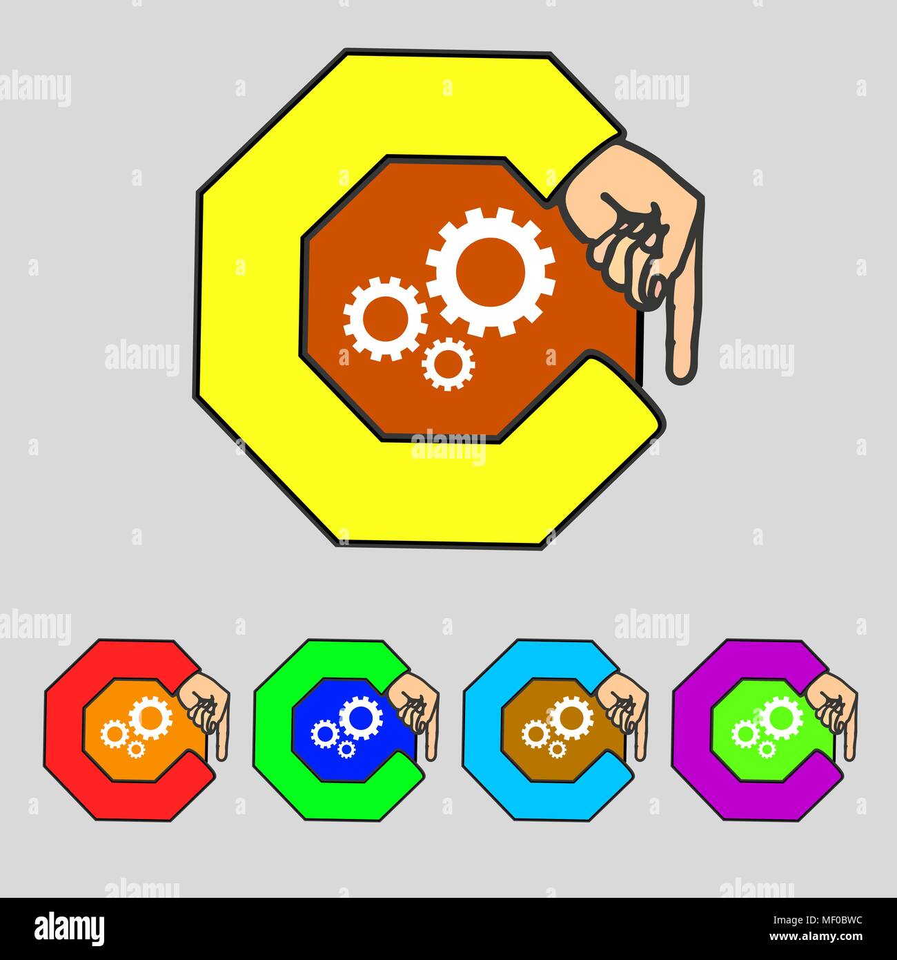 Cog settings sign icon. Cogwheel gear mechanism symbol. Set colourful ...