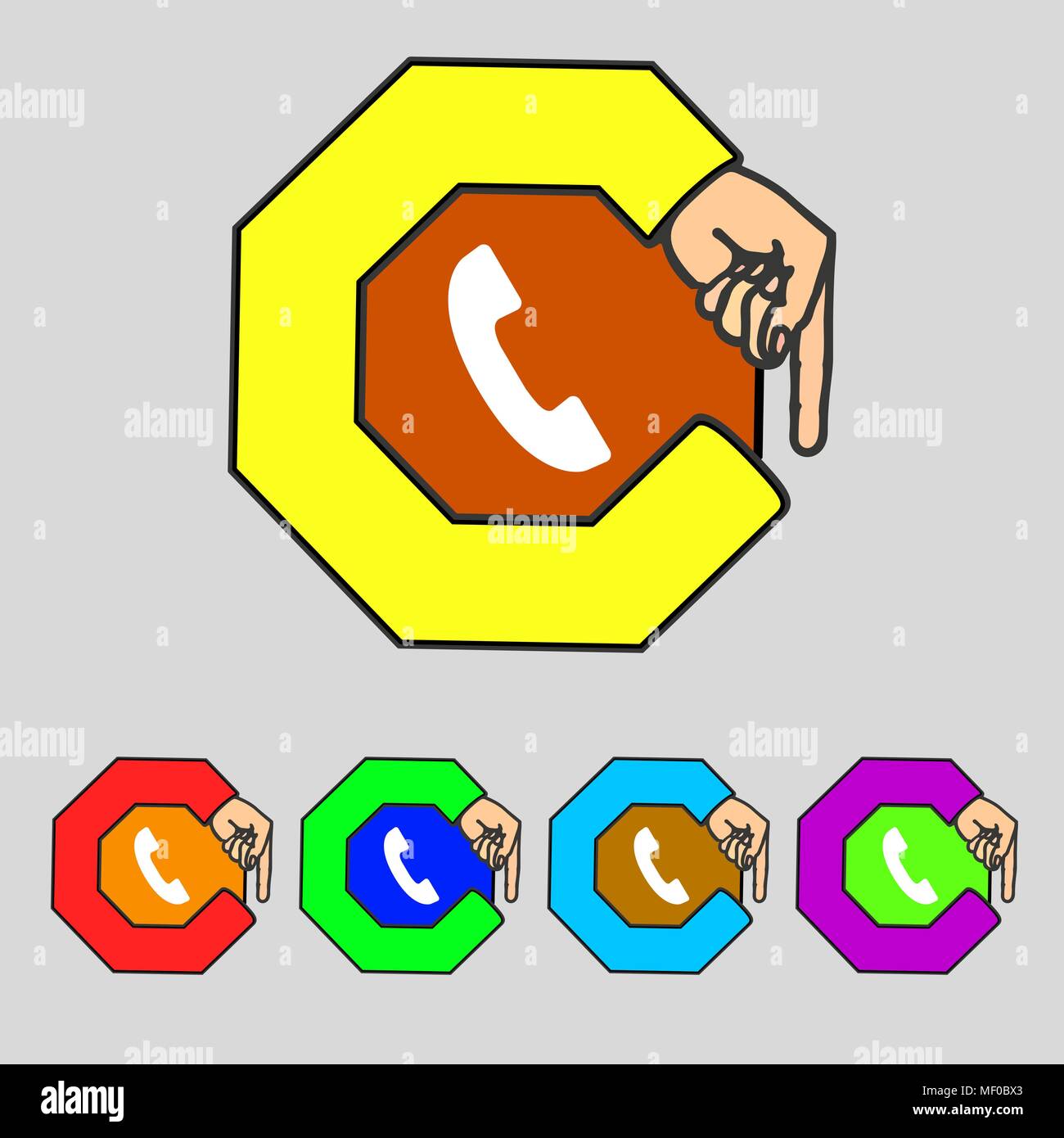 Phone sign icon. Support symbol. Call center. Set colourful buttons ...
