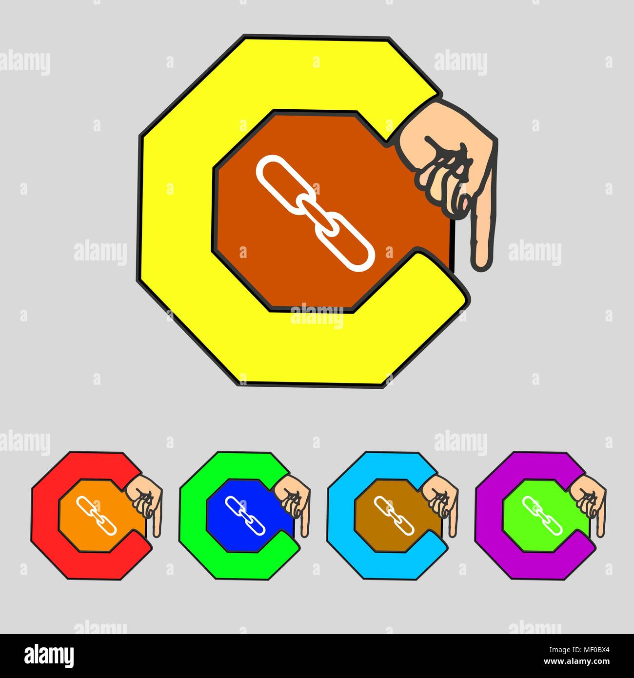 Link sign icon. Hyperlink chain symbol. Set colourful buttons. Vector ...