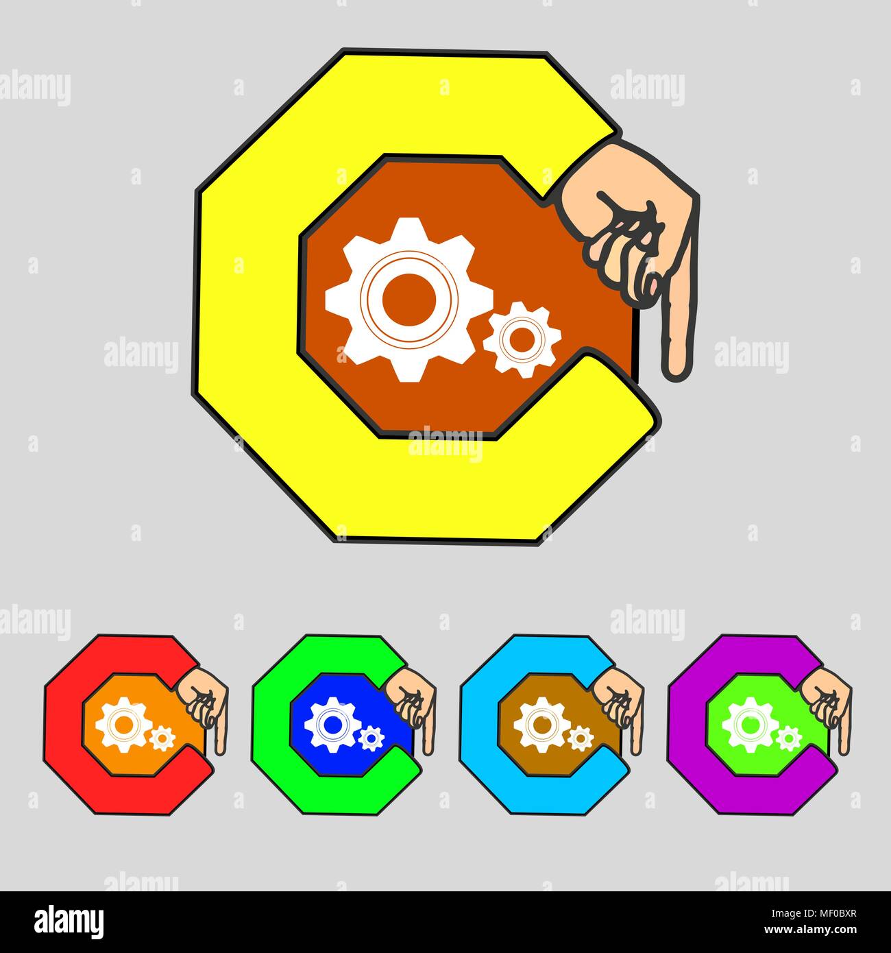 Cog settings sign icon. Cogwheel gear mechanism symbol. Set colourful ...