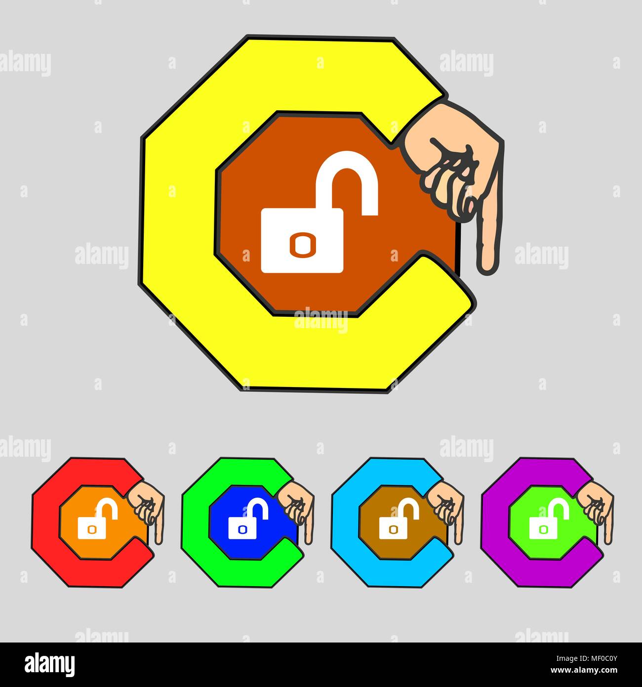 Lock sign icon. Locker symbol. Set colur buttons. Vector illustration ...