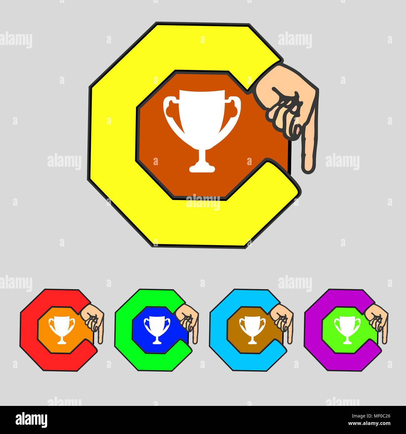 Winner cup sign icon. Awarding of winners symbol. Trophy. Set colourful ...