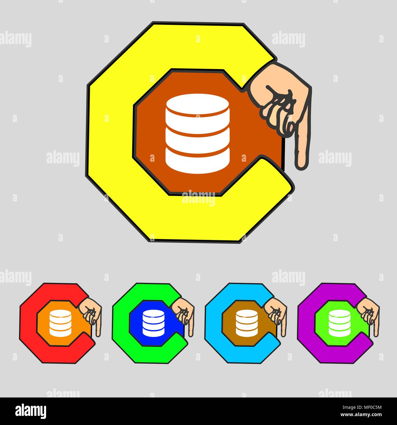 Hard disk and database sign icon. flash drive stick symbol. Set ...