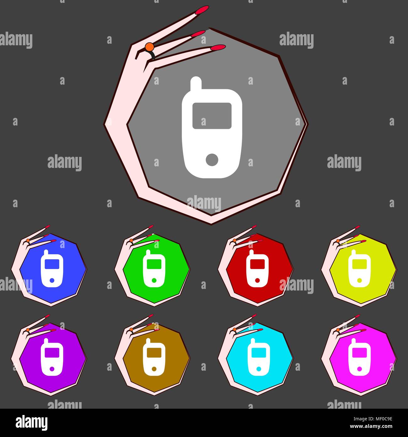 Mobile telecommunications technology symbol. Set colour buttons. Vector ...