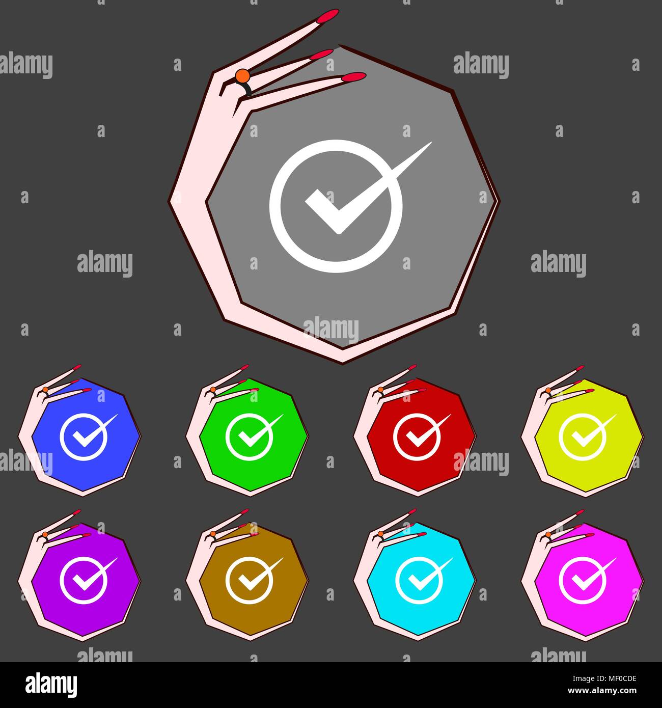 Check Mark Sign Icon Checkbox Button Set Colur Buttons Vector Illustration Stock Vector Image