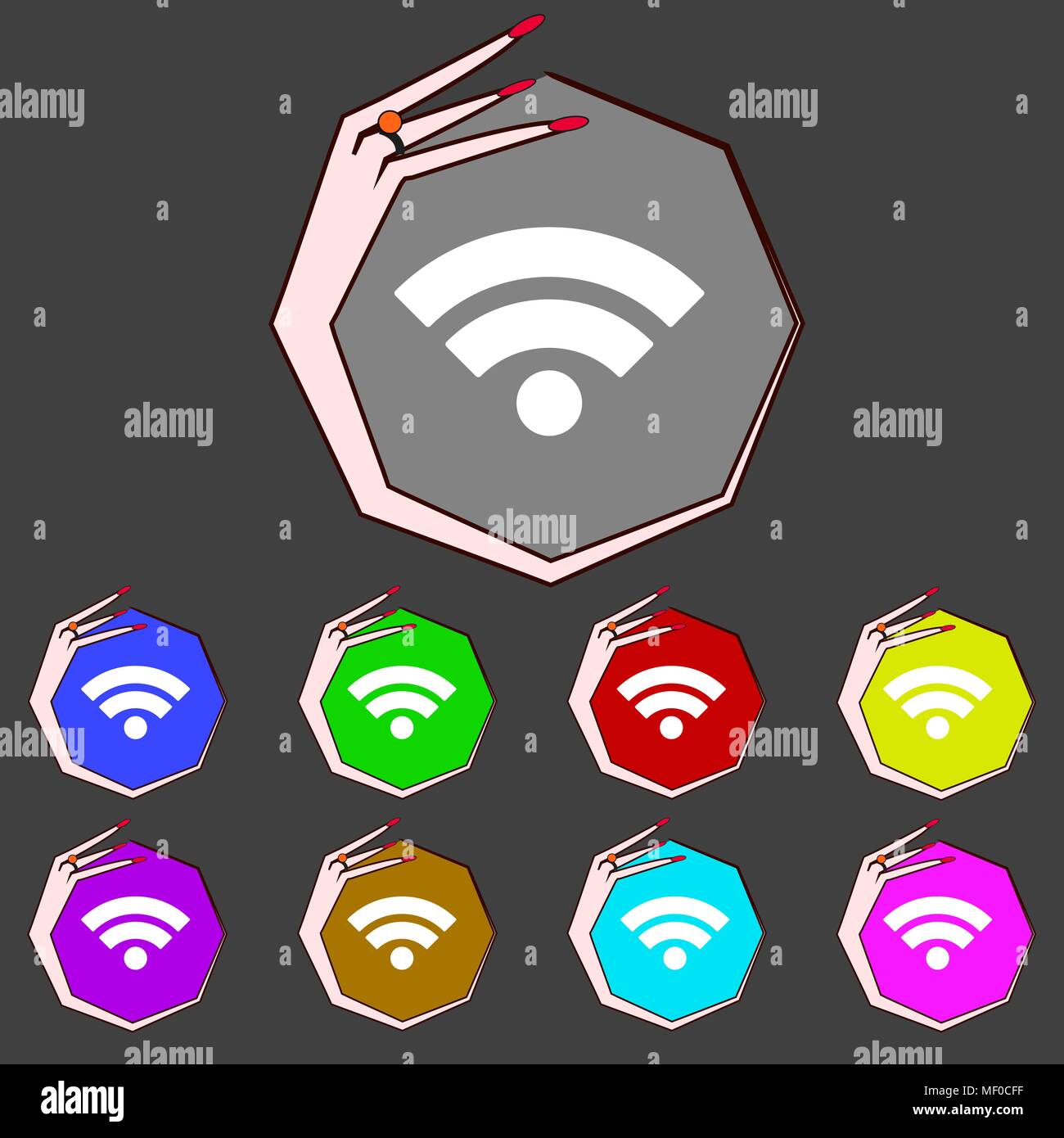 Wifi sign. Wi-fi symbol. Wireless Network icon. Wifi zone Set colourful ...