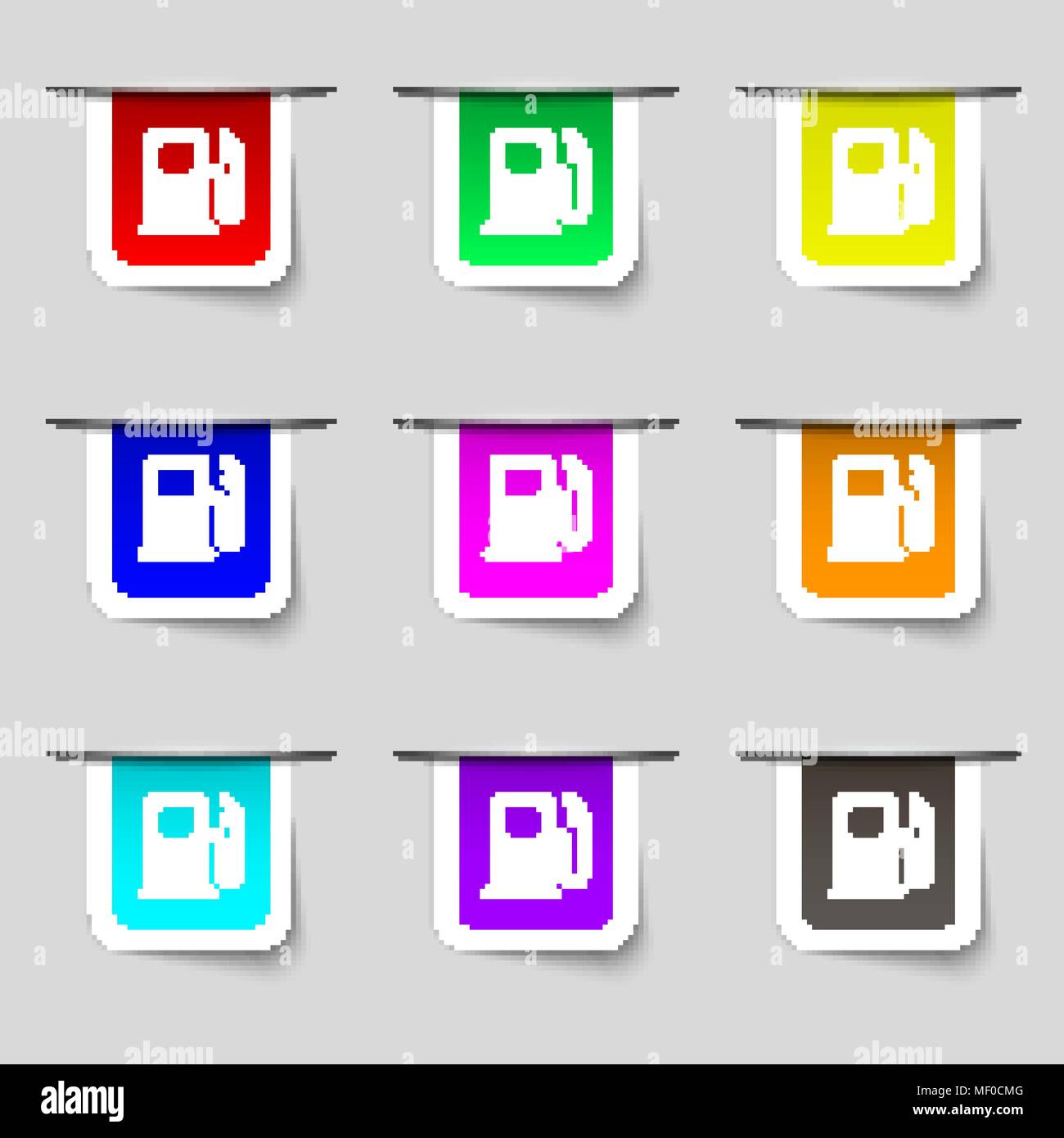 Petrol or Gas station, Car fuel icon sign. Set of multicolored modern ...