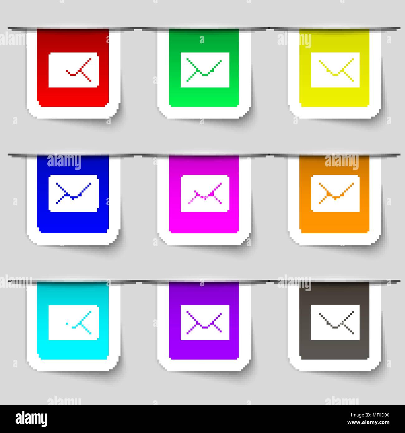 Mail, envelope, letter icon sign. Set of multicolored modern labels for ...