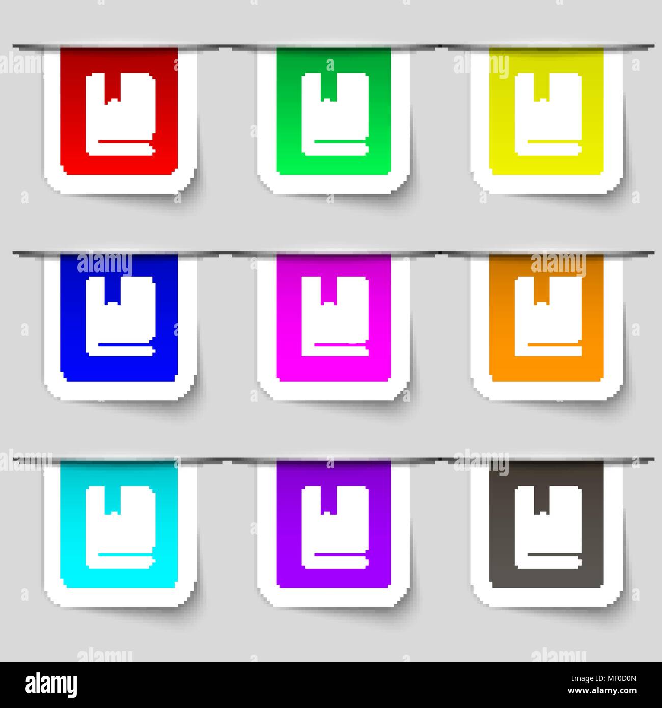 bookmark icon sign. Set of multicolored modern labels for your design ...