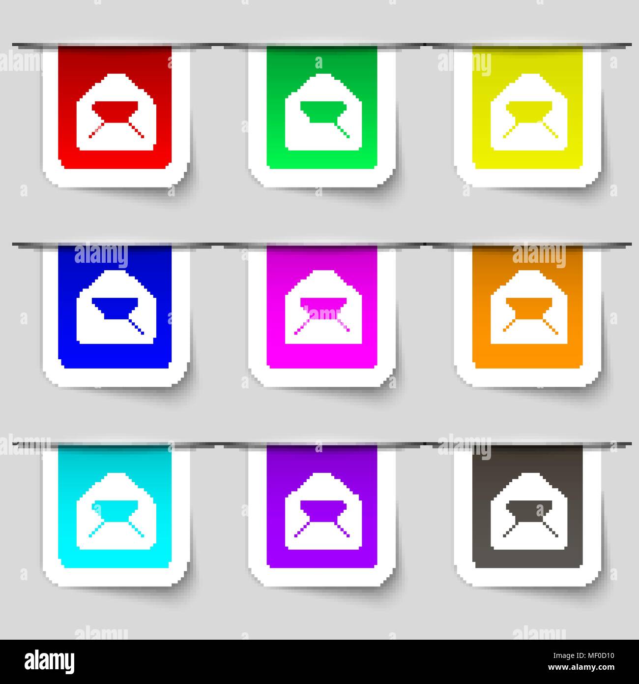 Mail, envelope, letter icon sign. Set of multicolored modern labels for ...