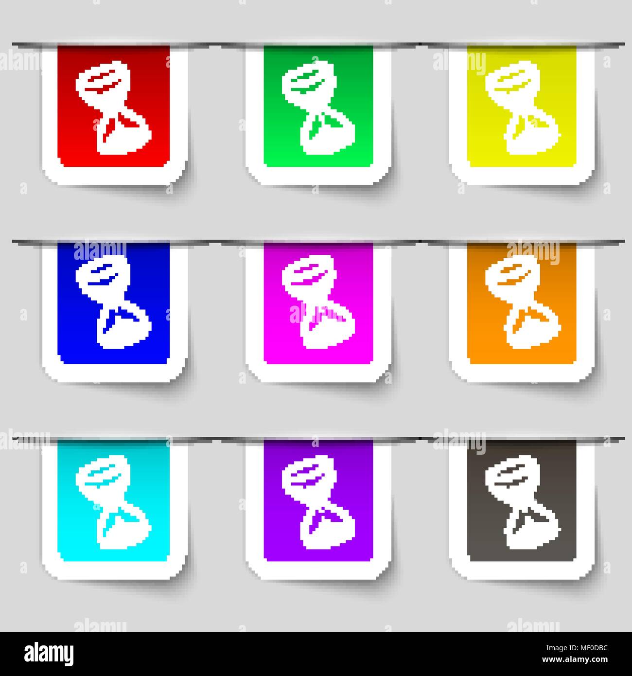 hourglass icon sign. Set of multicolored modern labels for your design ...