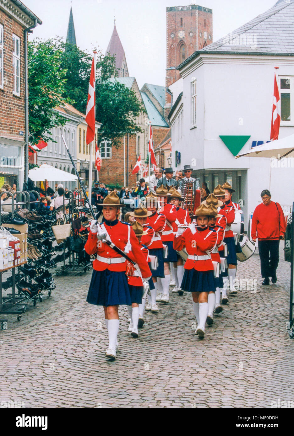 Ribe Girl orchester parades in their uniforms 2009 Stock Photo - Alamy