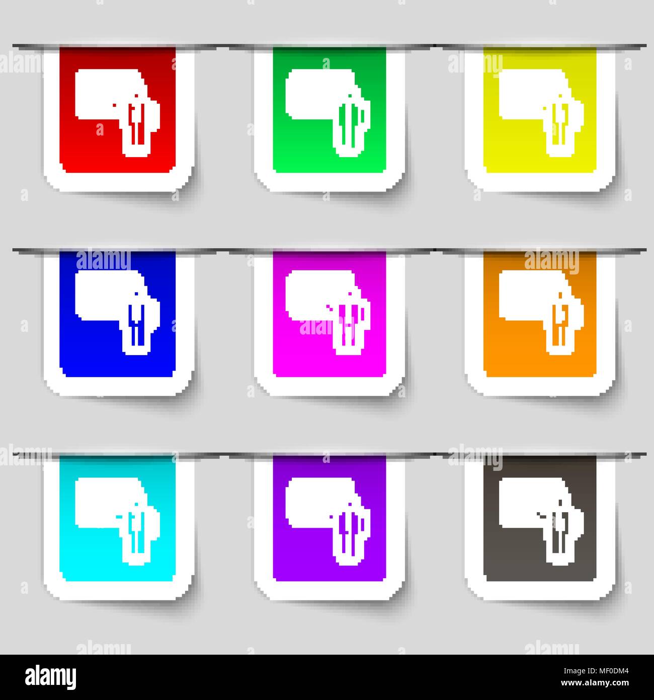 businessman making report icon sign. Set of multicolored modern labels ...