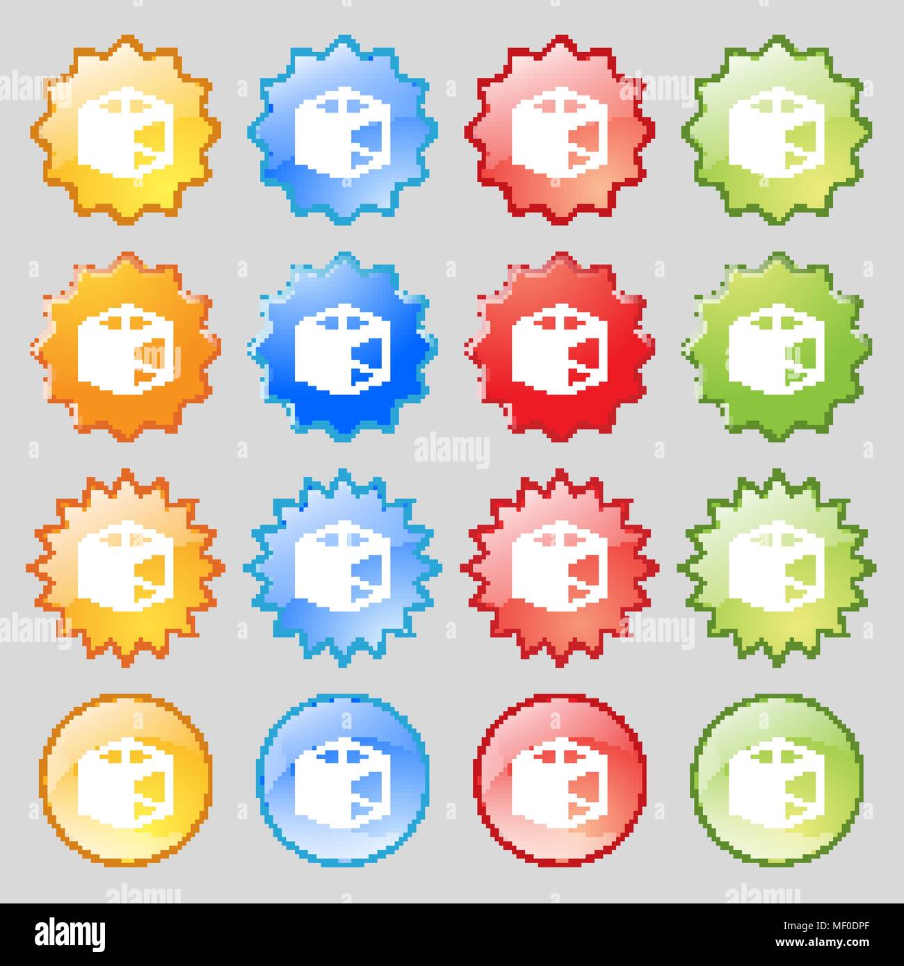3d cube icon sign. Big set of 16 colorful modern buttons for your ...