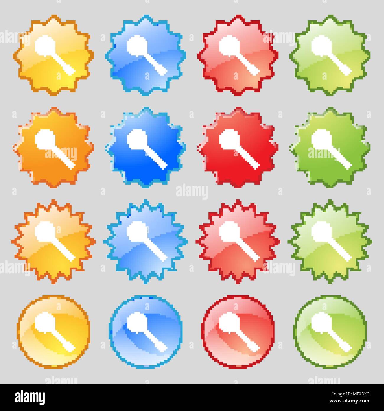 Kitchen appliances icon sign. Big set of 16 colorful modern buttons for ...