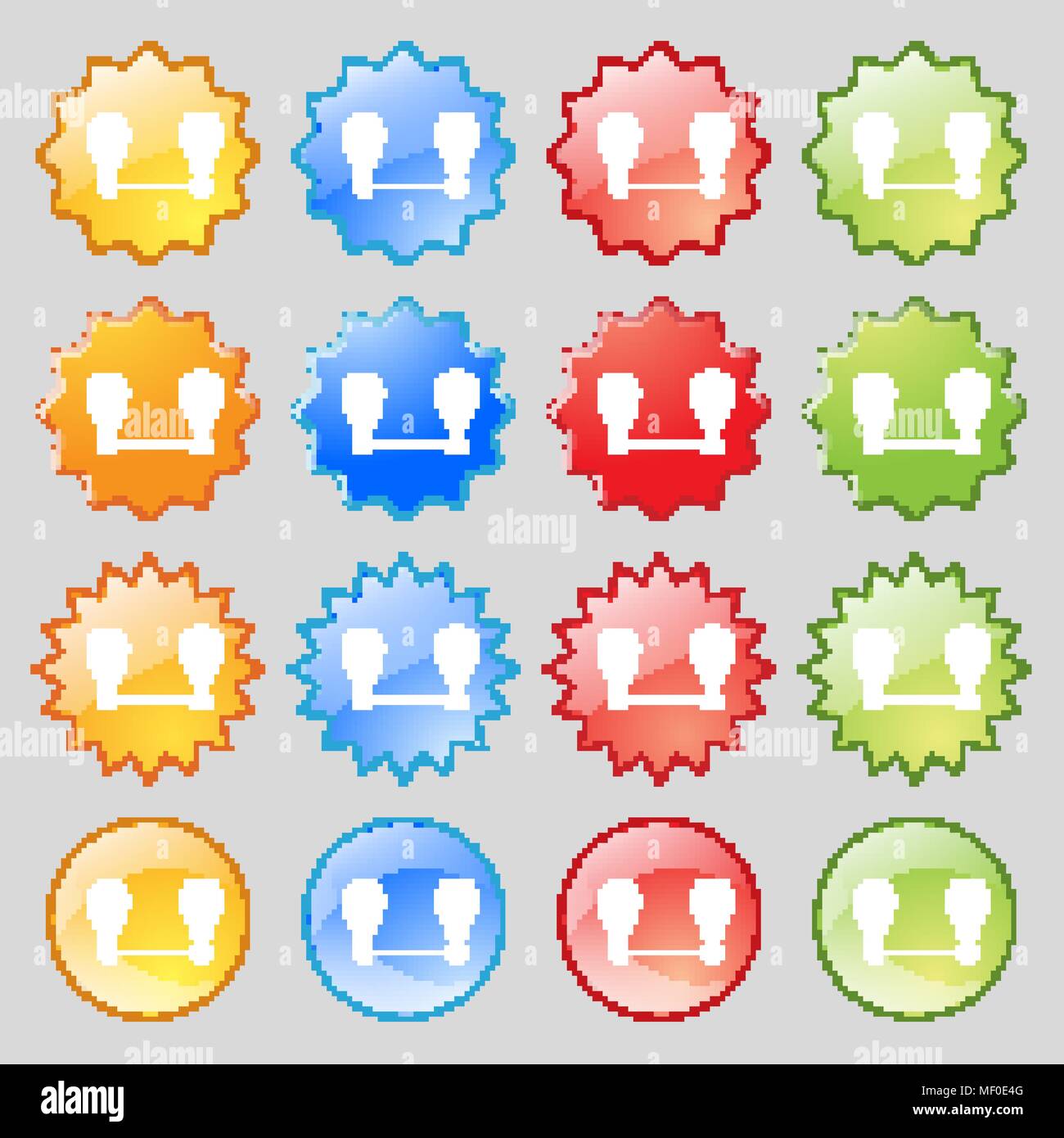 Map pointer icon sign. Big set of 16 colorful modern buttons for your ...