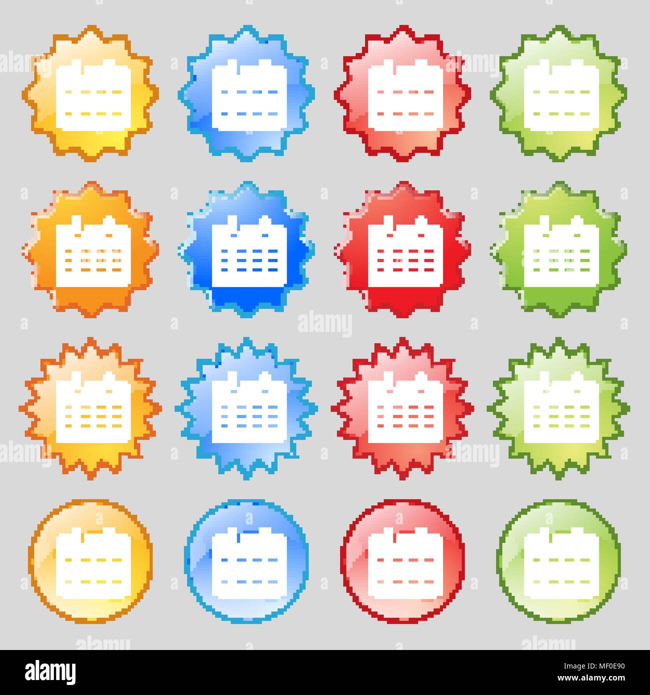 Calendar, Date or event reminder icon sign. Big set of 16 colorful ...