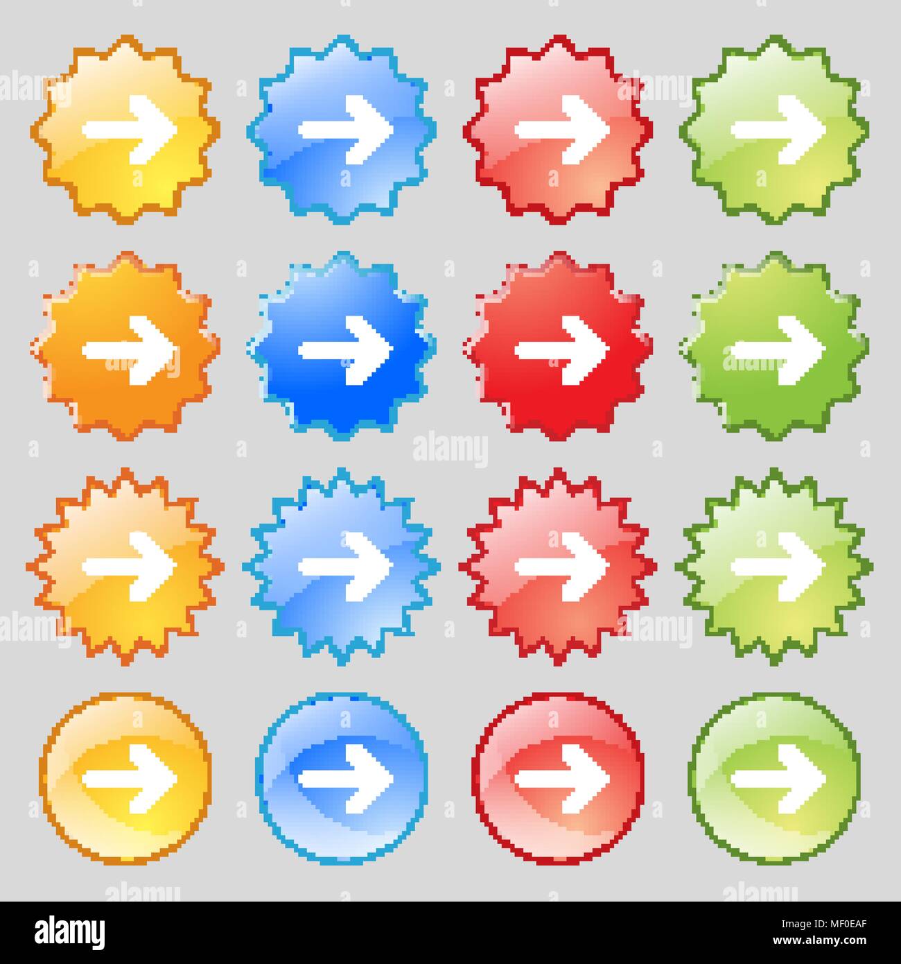 Arrow right, Next icon sign. Big set of 16 colorful modern buttons for ...
